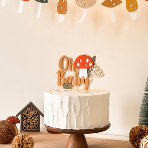 Mushroom Cake Topper ~ Toadstool Baby Shower ~ Oh Baby Topper ~ Gender ...
