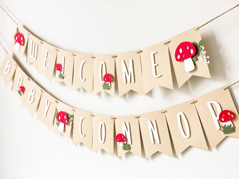 Mushroom Baby Shower Banner - Cottagecore Toadstool Party Decor - Etsy