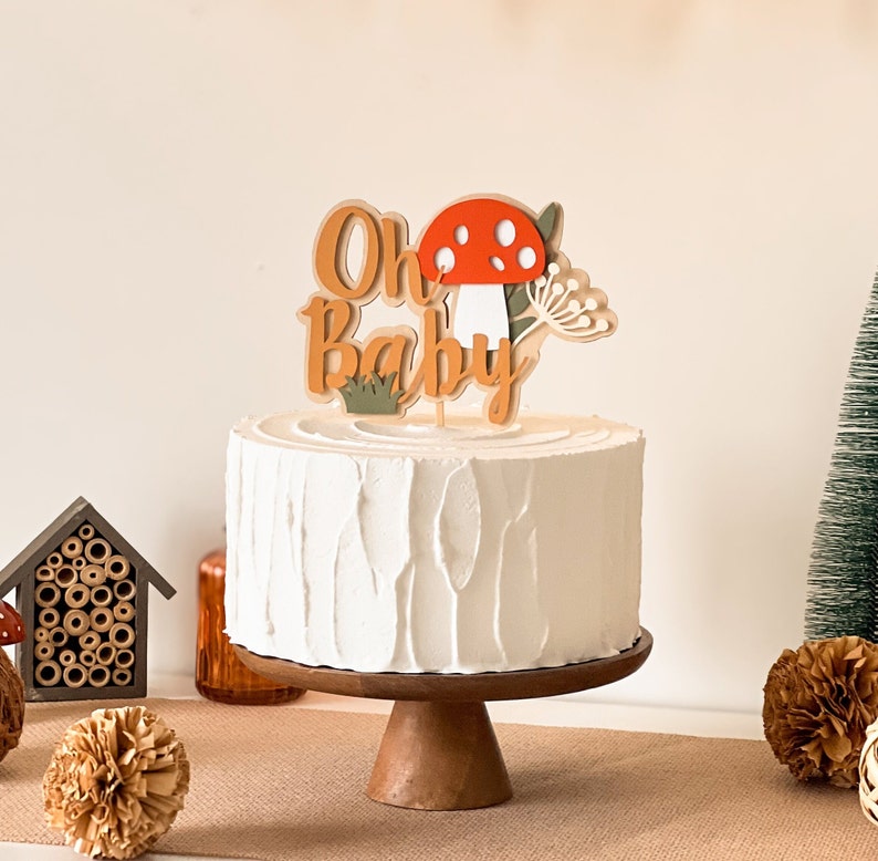 Mushroom Cake Topper Toadstool Baby Shower Oh Baby Topper Gender ...