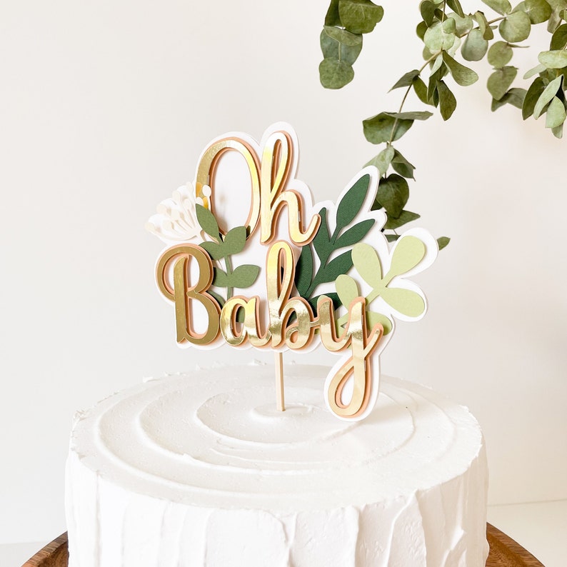 Baby Sprinkle Cake Topper Greenery Baby Shower Oh Baby Cake Topper ...