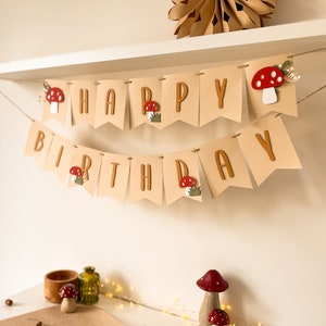 Mushroom Birthday Banner ~ Happy Birthday Banner ~ Mushroom First ...
