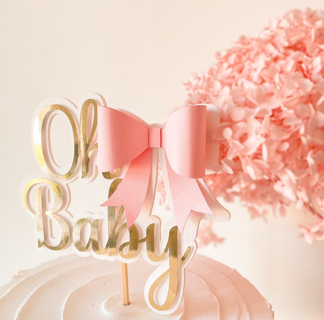 Pink Bow Cake Topper ~ Bow Baby Shower ~ Oh Baby Topper - Etsy