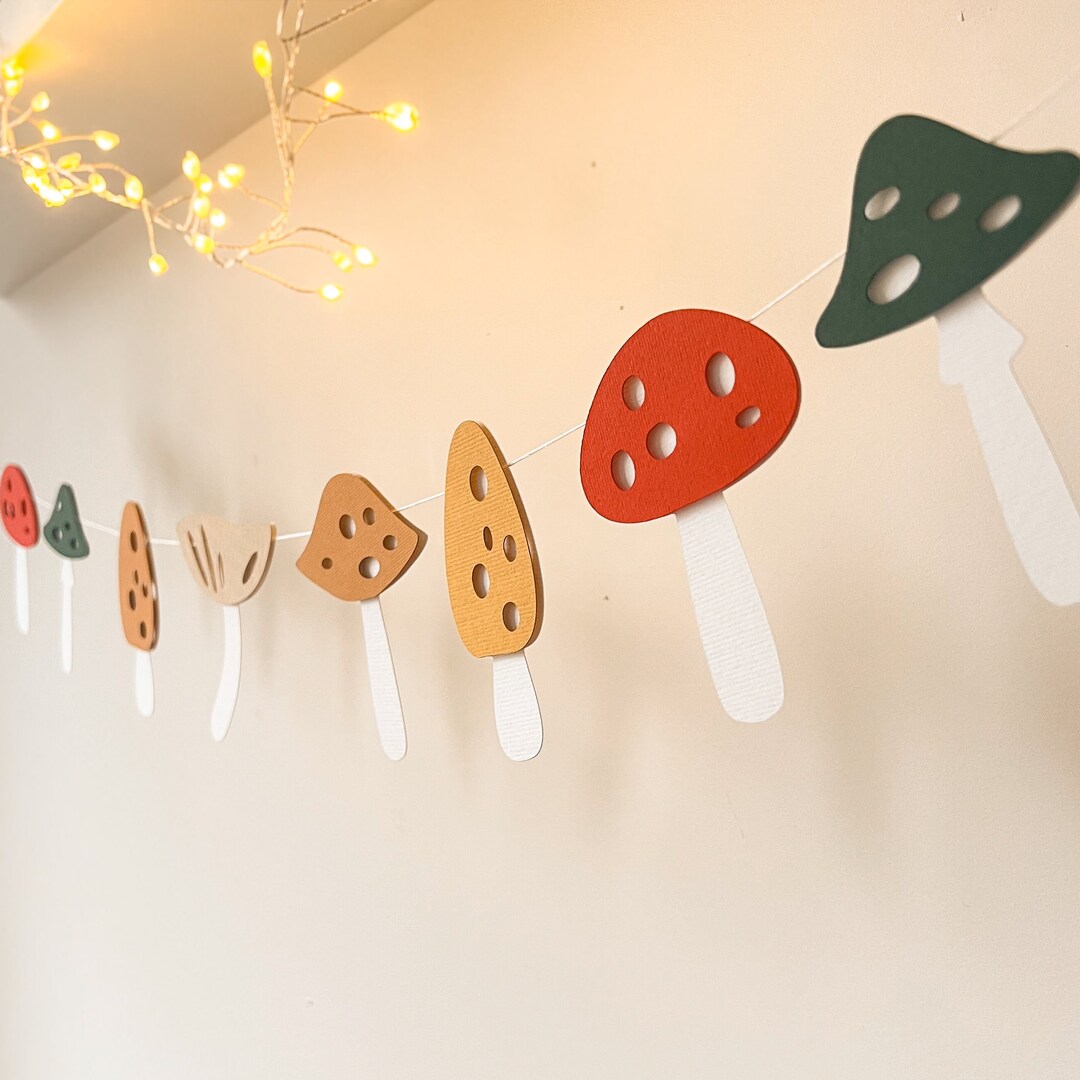 Mushroom Toadstool Garland - Cottage Core Baby Shower Decorations - Etsy