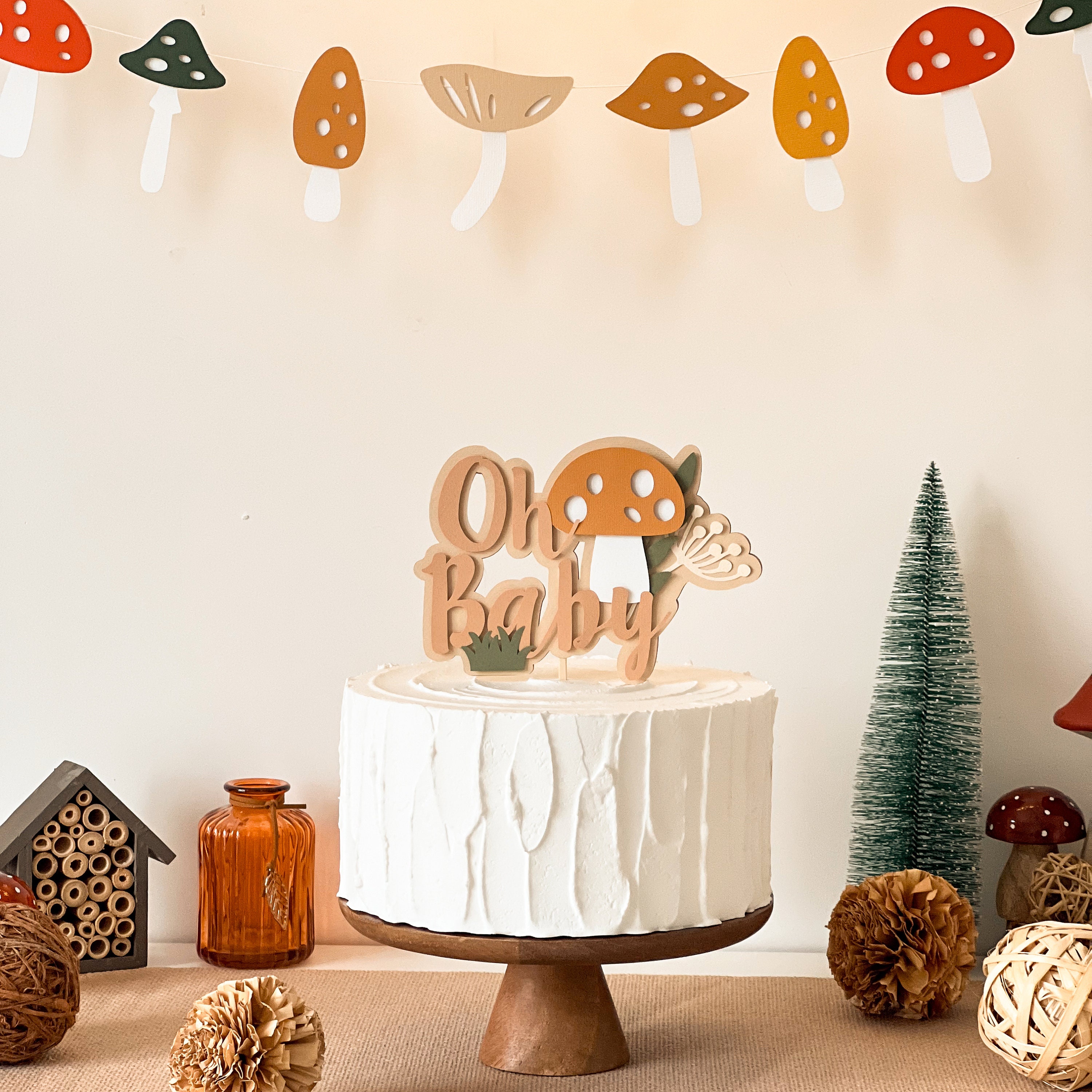 Mushroom Cake Topper Toadstool Baby Shower Oh Baby Topper Gender ...