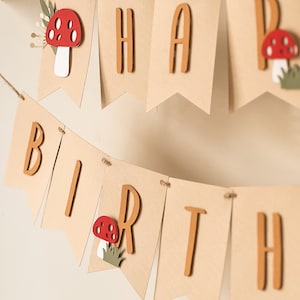 Mushroom Birthday Banner ~ Happy Birthday Banner ~ Mushroom First ...