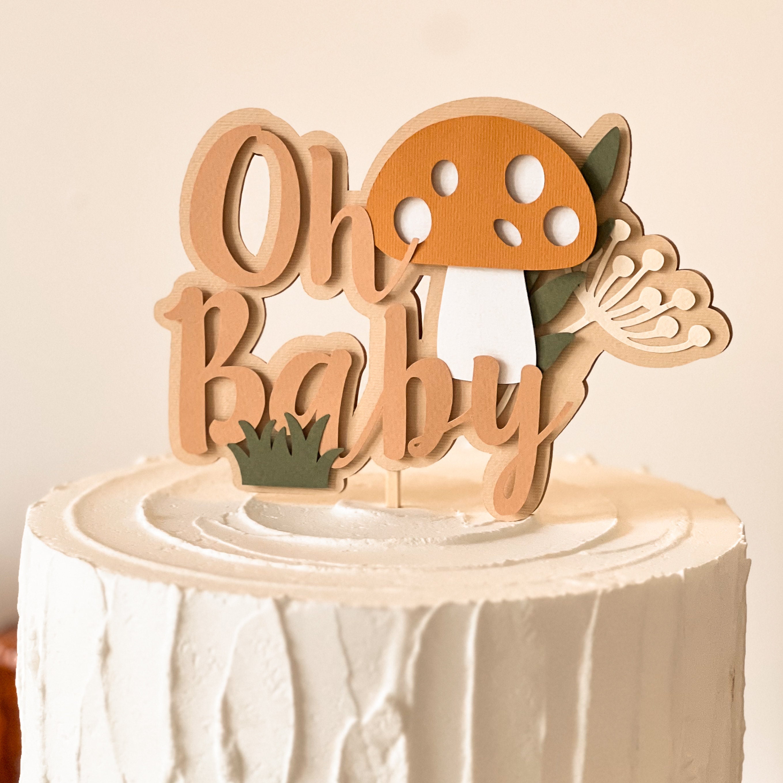 Mushroom Cake Topper Toadstool Baby Shower Oh Baby Topper Gender ...