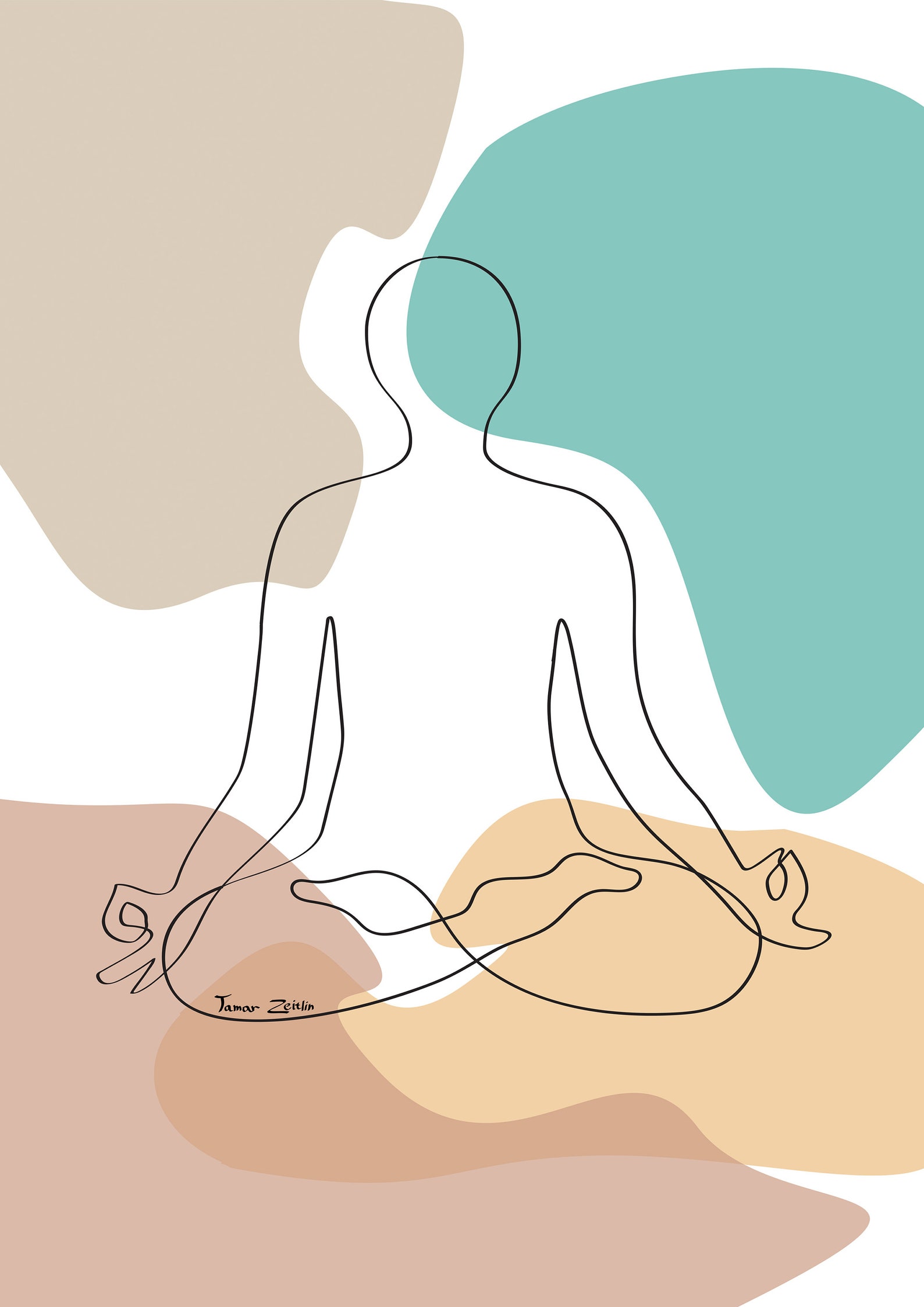 Padmasana Meditation Mindfulness Drawing Yoga Line Art Gift for Yoga ...