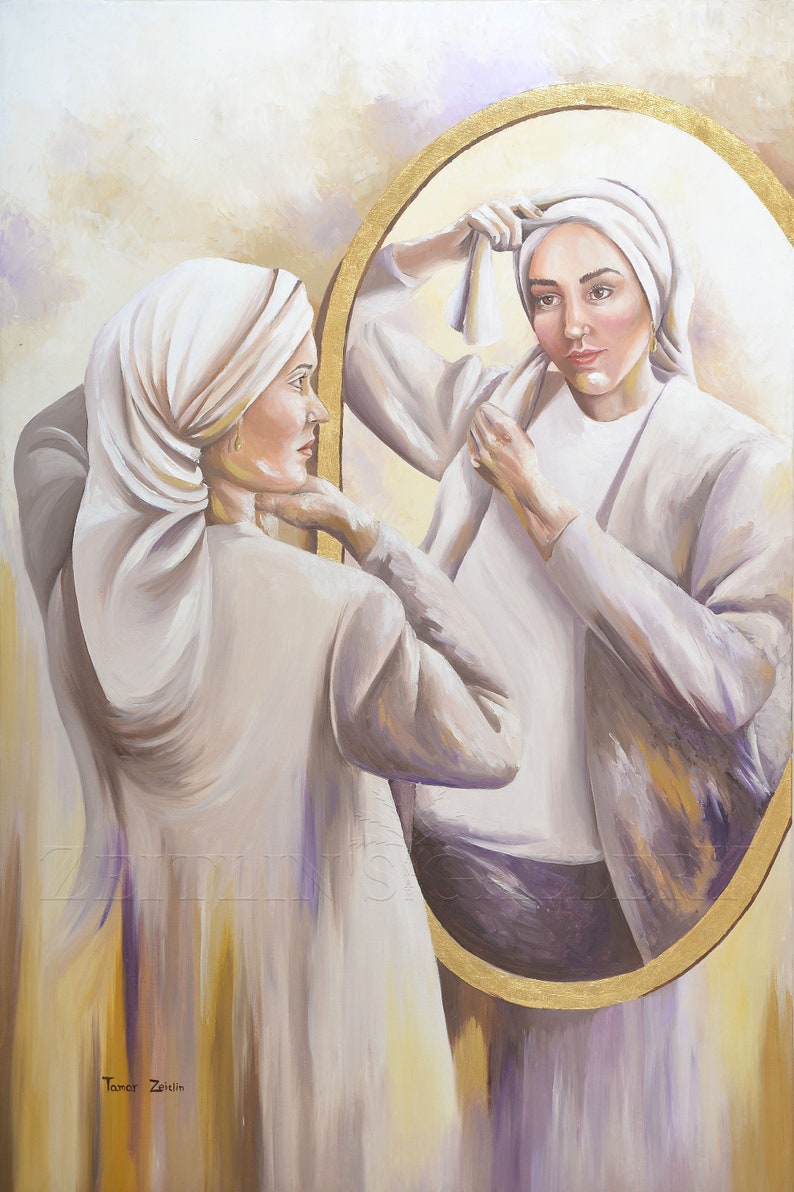 Jewish Woman Art Print on Canvas Headdress Rolled up in - Etsy