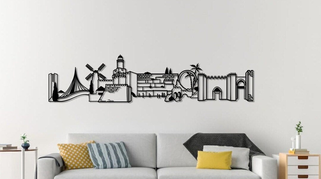 Jerusalem Skyline - Jewish Wall Art a Gift for Home - Metal - Judaica ...