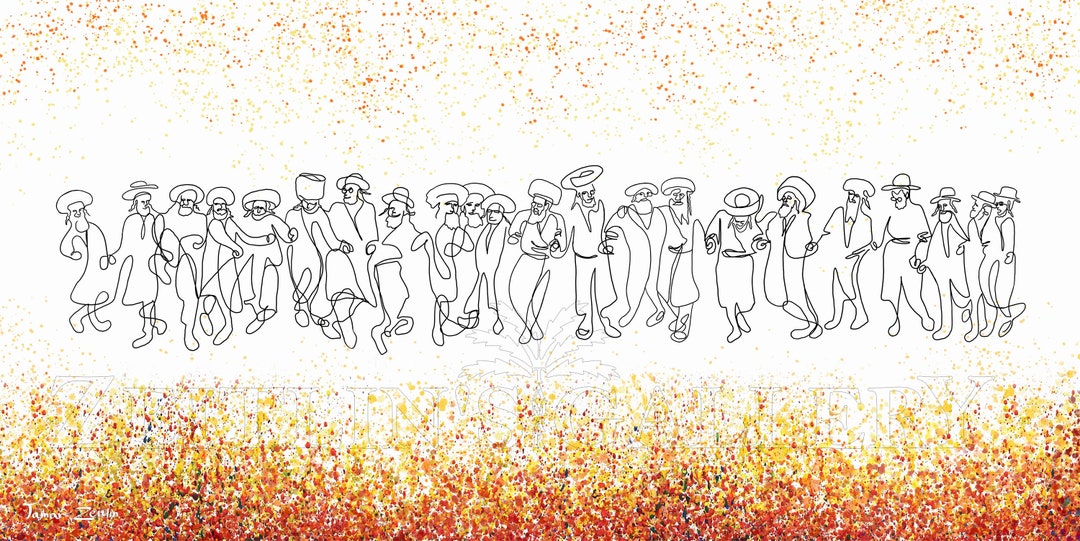 Chassidim Dancing - Jewish Wall Art, Judaica, Modern Wall Art. One Line ...