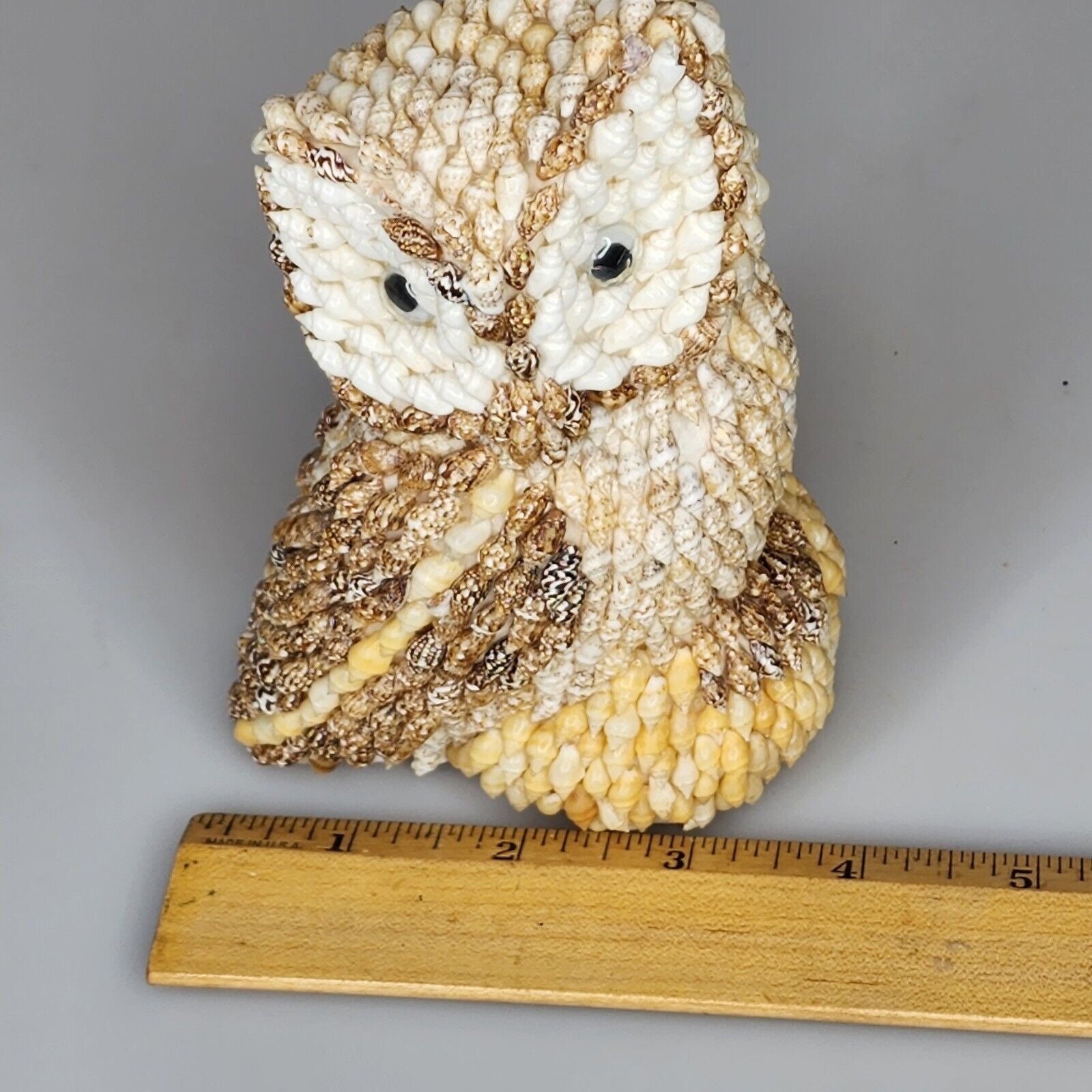 Vintage Handcrafted Periwinkle Sea Shell Folk Art Owl Statue Figurative ...