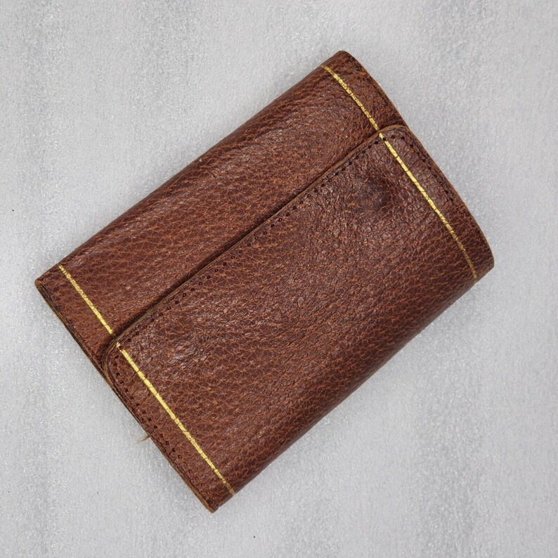 Vintage Pioneer Pig Skin Leather Tri Fold Key Holder Wallet 6 Spring ...