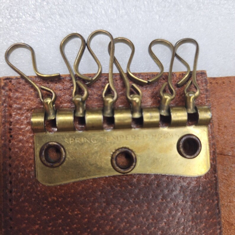 Vintage Pioneer Pig Skin Leather Tri Fold Key Holder Wallet 6 Spring ...