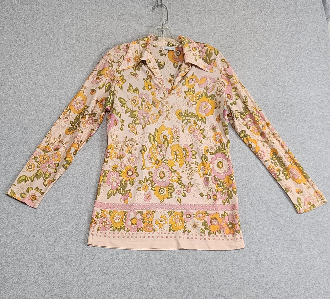 Vintage Sears Tunic Top 70s Mod Woman Polyester Flower Power Cosplay ...