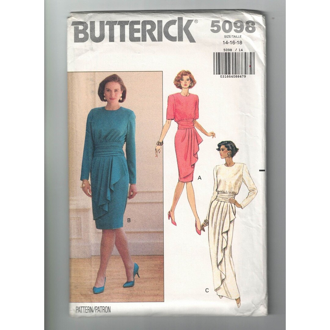 Vintage 90's Butterick Sewing Pattern 5098 Dress With Mock Barong ...