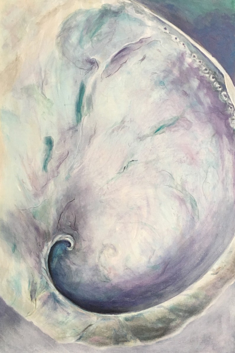 Shell Original Acrylic Painting on 4cm Deep Stretched Canvas - Etsy