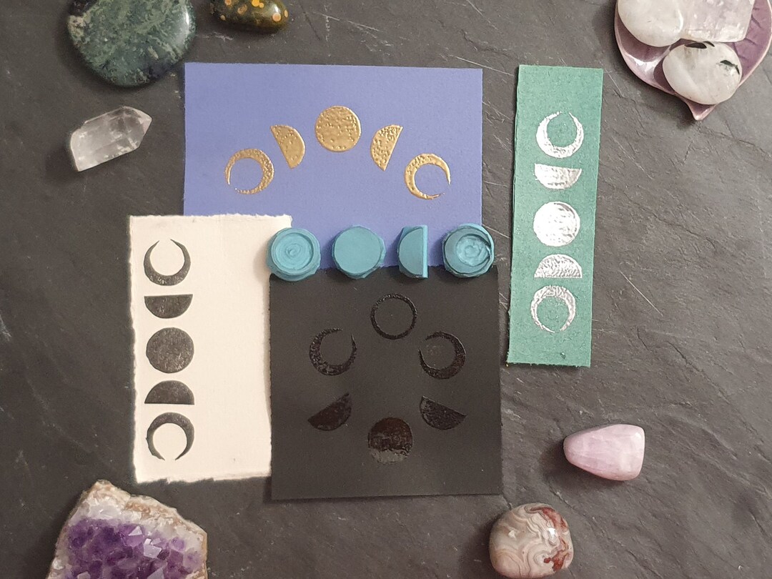 Set of Four Stamps Phases of the Moon Artisanal Stamp - Etsy