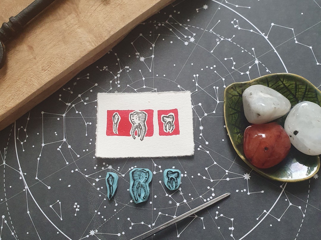 Miniature Stamp Set of 3 Teeth Stationery Bujo Grimoire Witchcraft ...