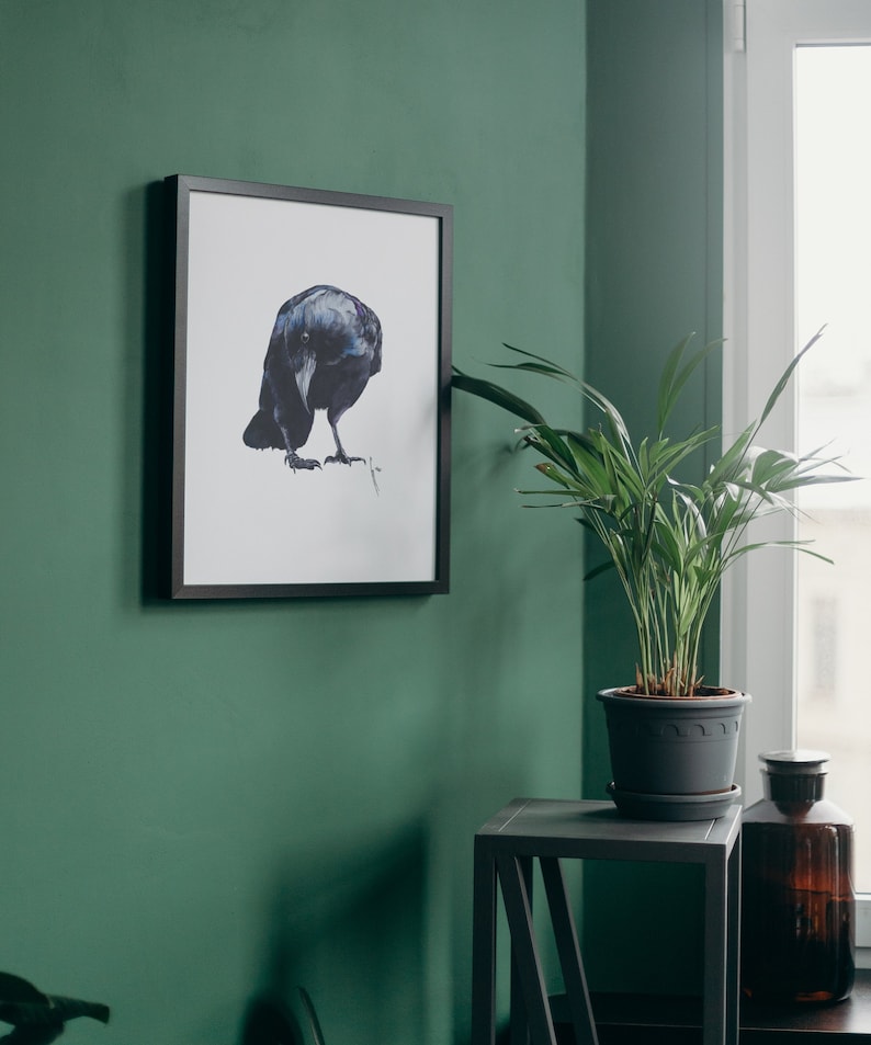 Watercolor Crow Art Print, Bird Illustration - Etsy