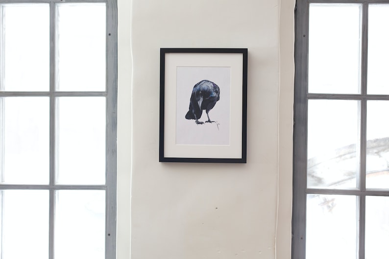 Watercolor Crow Art Print, Bird Illustration - Etsy
