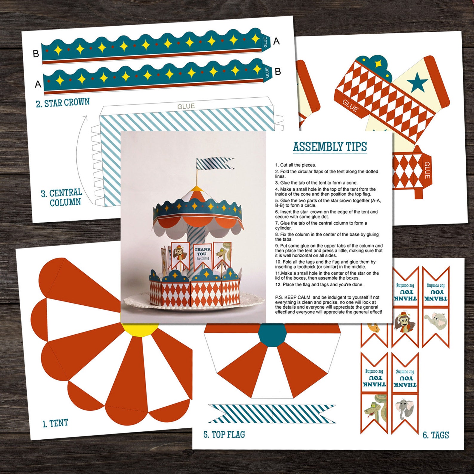 CIRCUS Themed Party Favor Box With Carousel Display, Printable Model ...