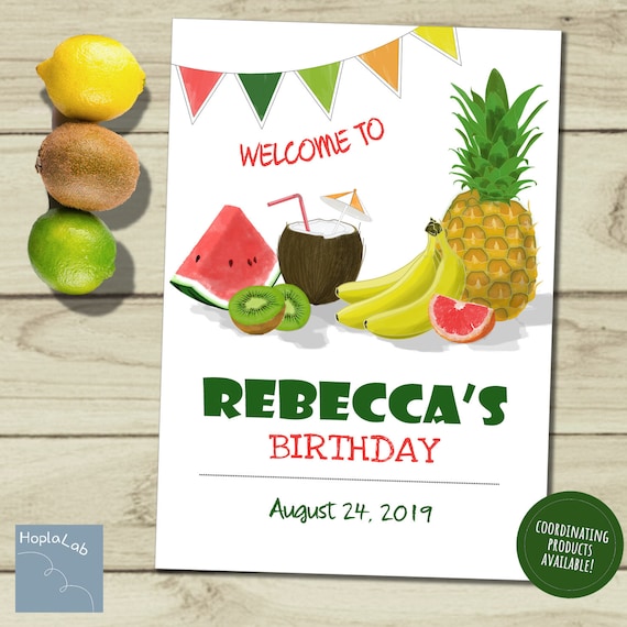 PRINTABLE WELCOME SIGN for a Fruit-themed Party Customizable | Etsy