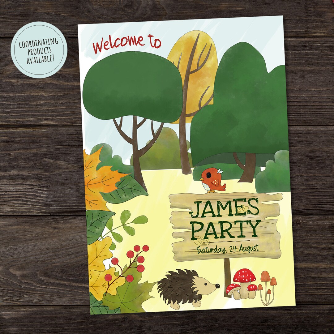 PRINTABLE WELCOME SIGN for a Woodland Themed Party, Customizable Wood ...