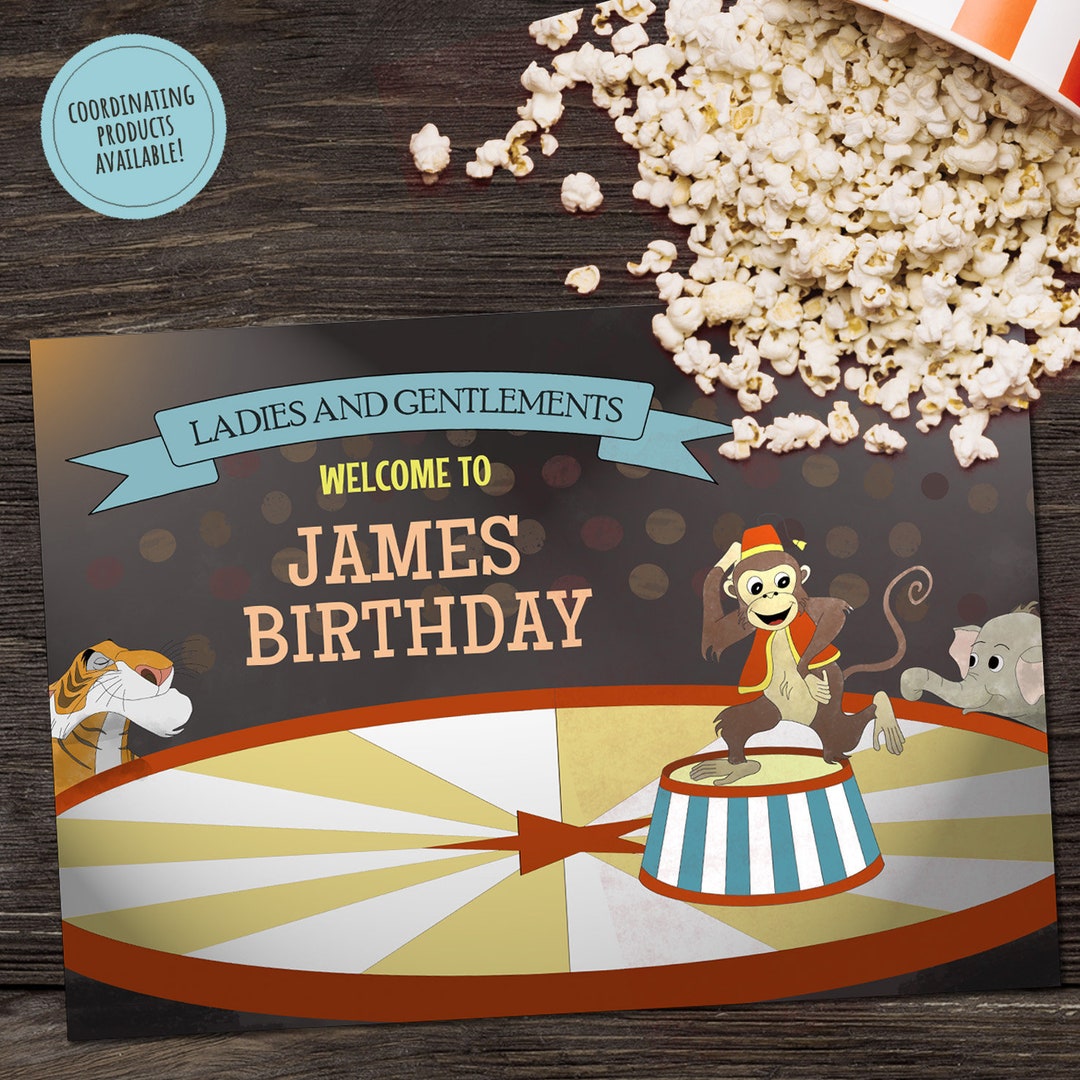 PRINTABLE WELCOME SIGN for a Circus Themed Party, Customizable Circus ...