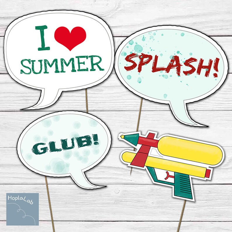 PHOTO BOOTH Props for a Pool Party Printable Diy Photo Set - Etsy