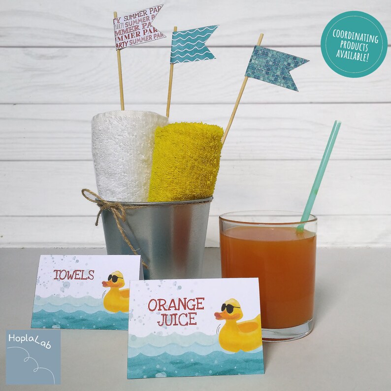 PRINTABLE FOOD LABELS and Straw Flags for a Pool Party Summer | Etsy