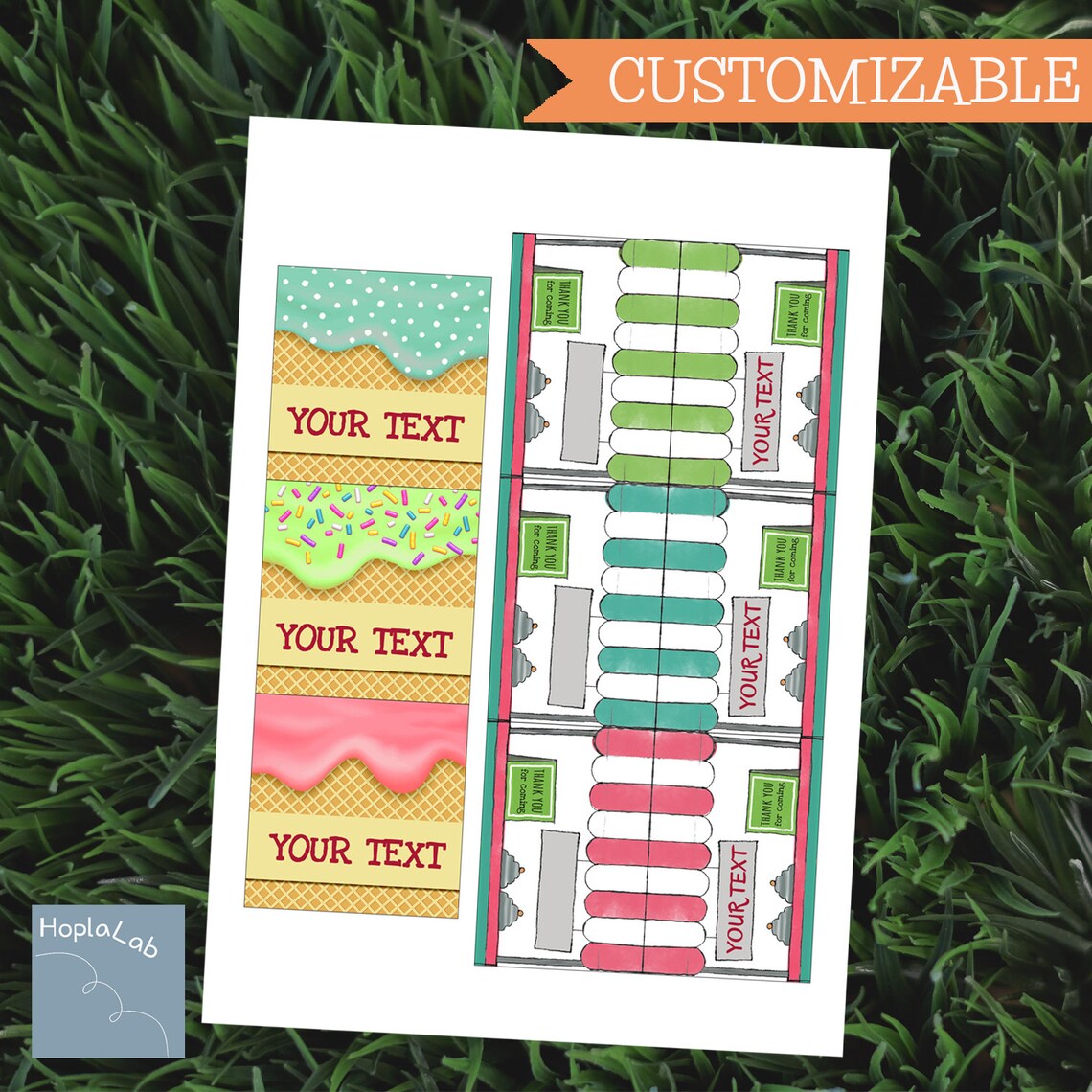 PRINTABLE FOOD LABELS and Straw Flags for an Ice Cream-themed | Etsy