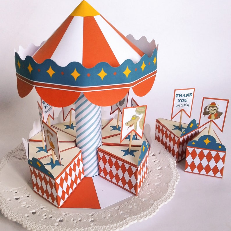 CIRCUS Themed Party Favor Box With Carousel Display, Printable Model ...