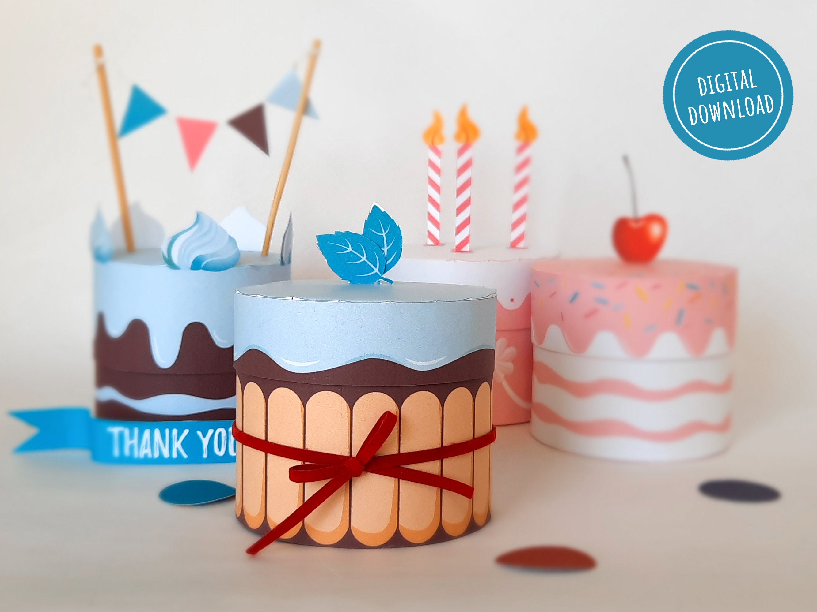 Cake Box Perfect as 1st Birthday Party Favor Box Cake Slice | Etsy