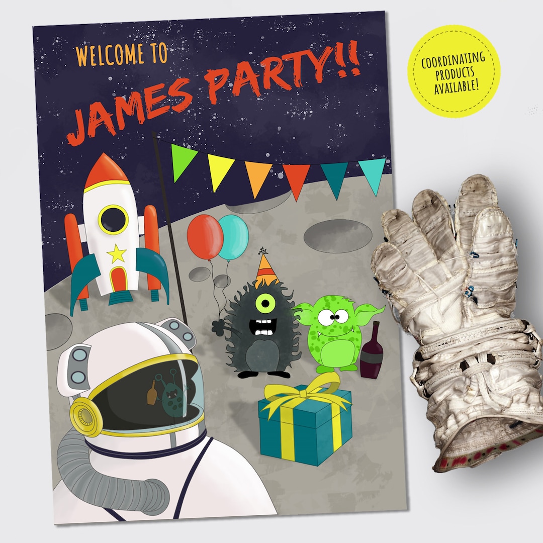 PRINTABLE WELCOME SIGN for a "space" Themed Party, Customizable Space ...