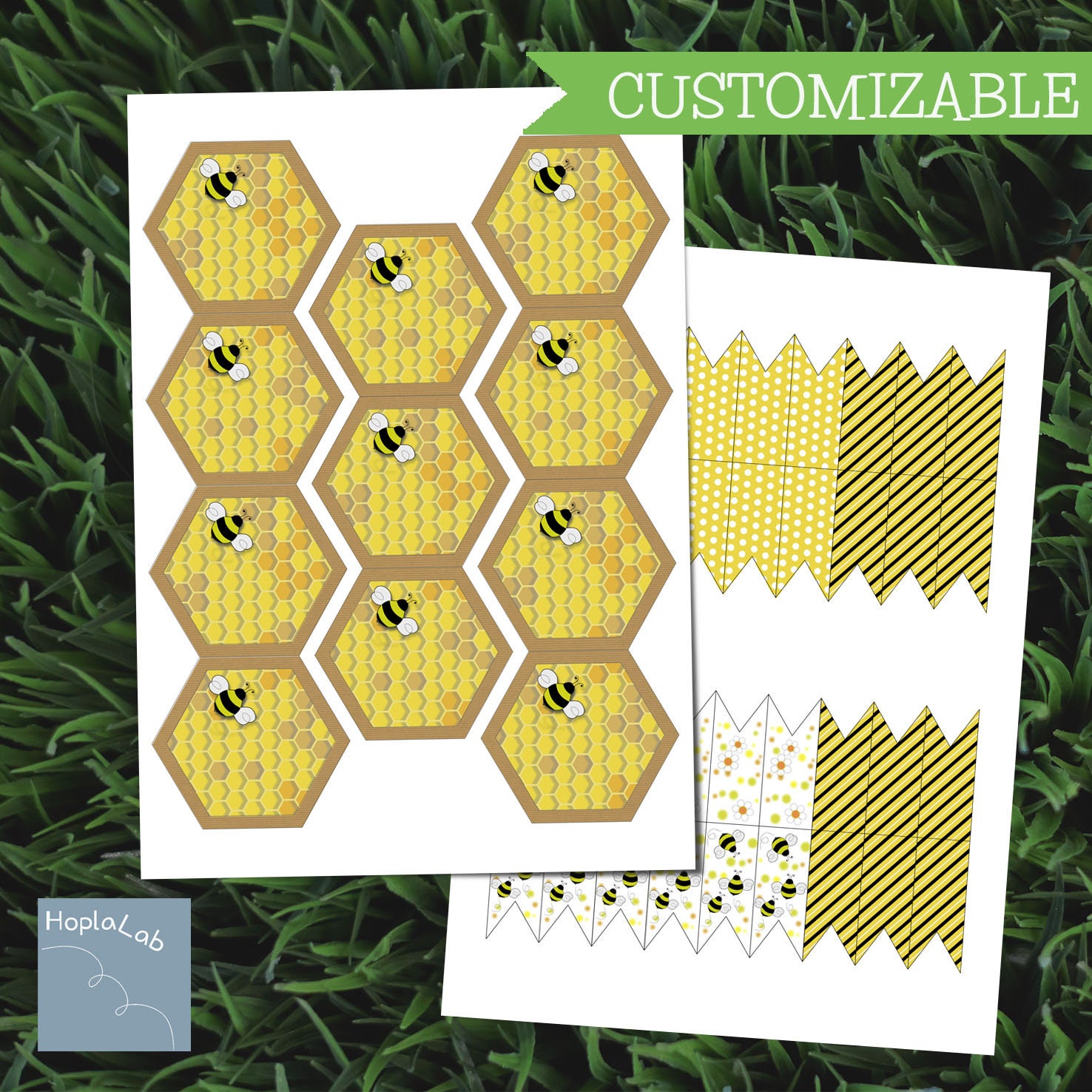 HONEY BEE Printable Food Labels, Hive Straw Flags, Summer Garden Buffet ...