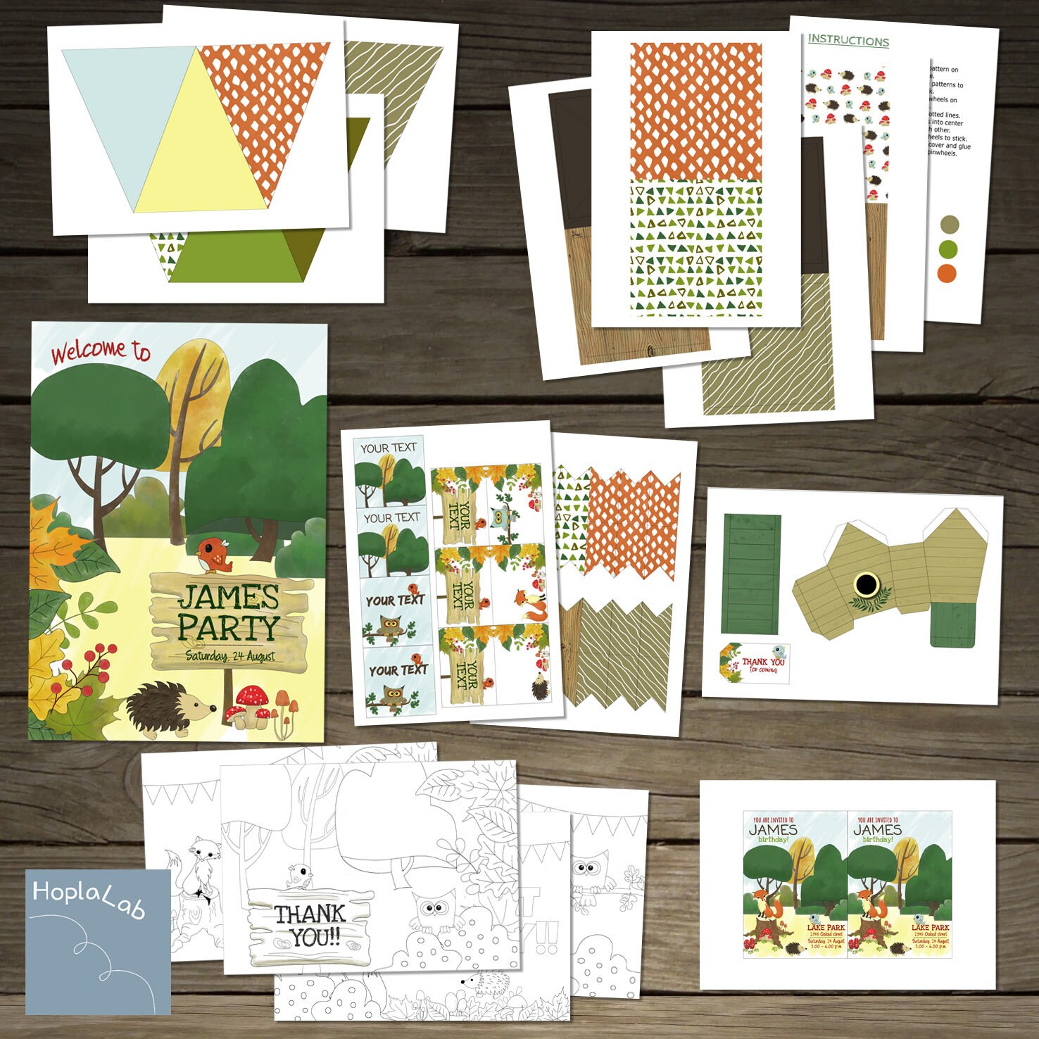 PRINTABLE WOODLAND Party Kit Diy Decorations Set for a Forest - Etsy