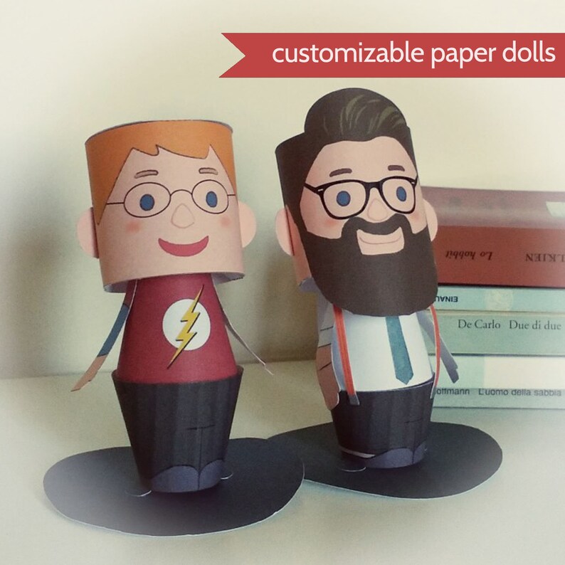 Customizable Printable Cake Topper, Paper Dolls, Buffet Decor DIY ...