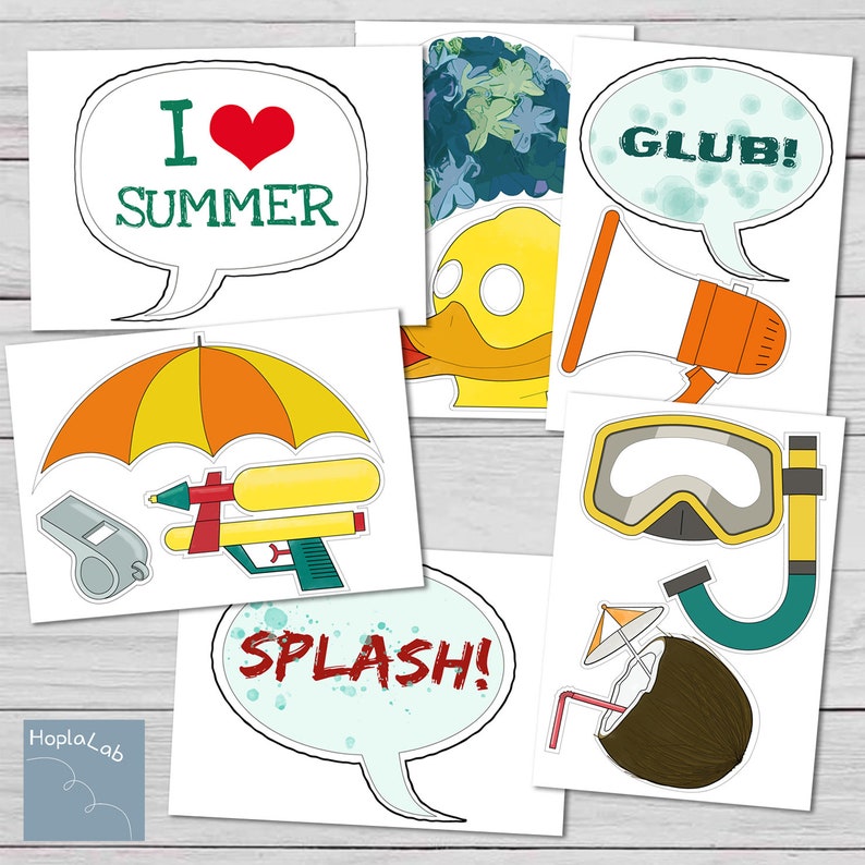 PHOTO BOOTH Props for a Pool Party Printable Diy Photo Set - Etsy