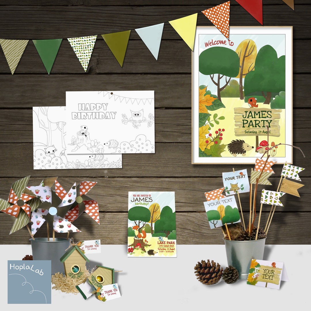 PRINTABLE WOODLAND Party Kit, Diy Decorations Set for a Forest Party ...