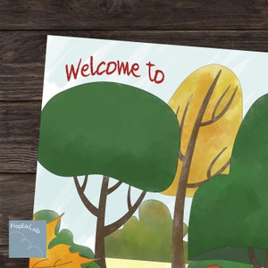 PRINTABLE WELCOME SIGN for a Woodland Themed Party, Customizable Wood ...