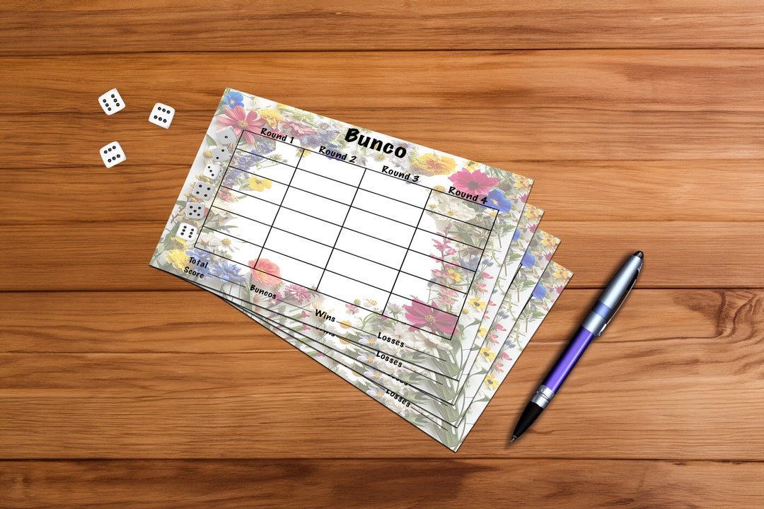 Beautiful Floral Bunco Score Sheet - Flowers Score Sheet - Etsy