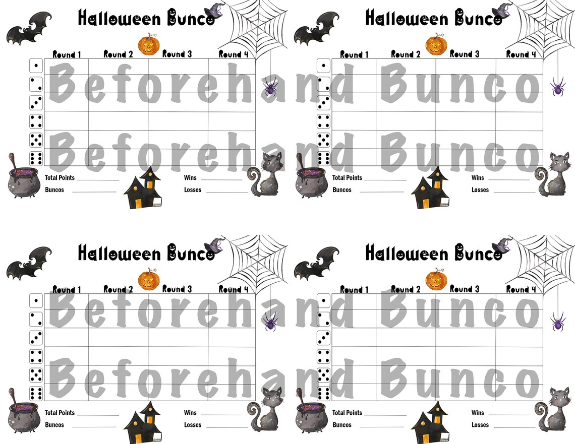 Halloween Bunco Score Sheets - Etsy