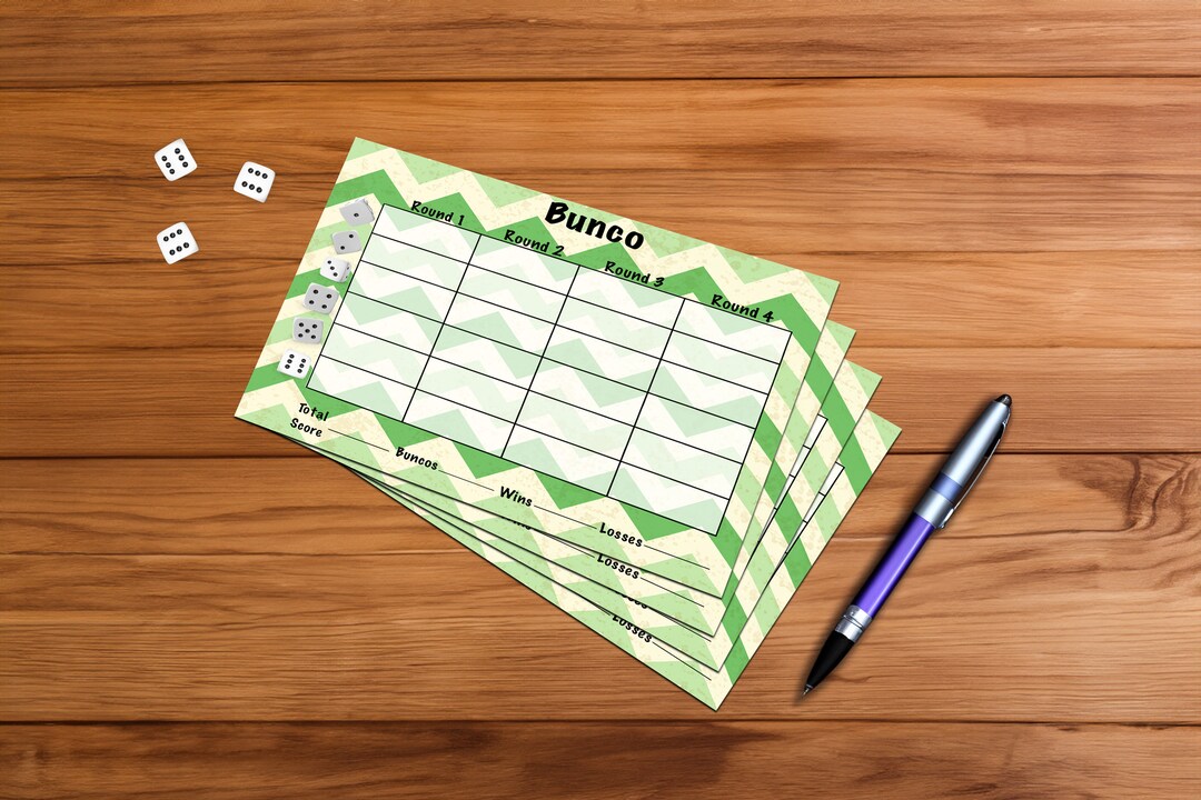 St. Patrick's Day Bunco Score Sheet - Green Chevron Score Card - Etsy