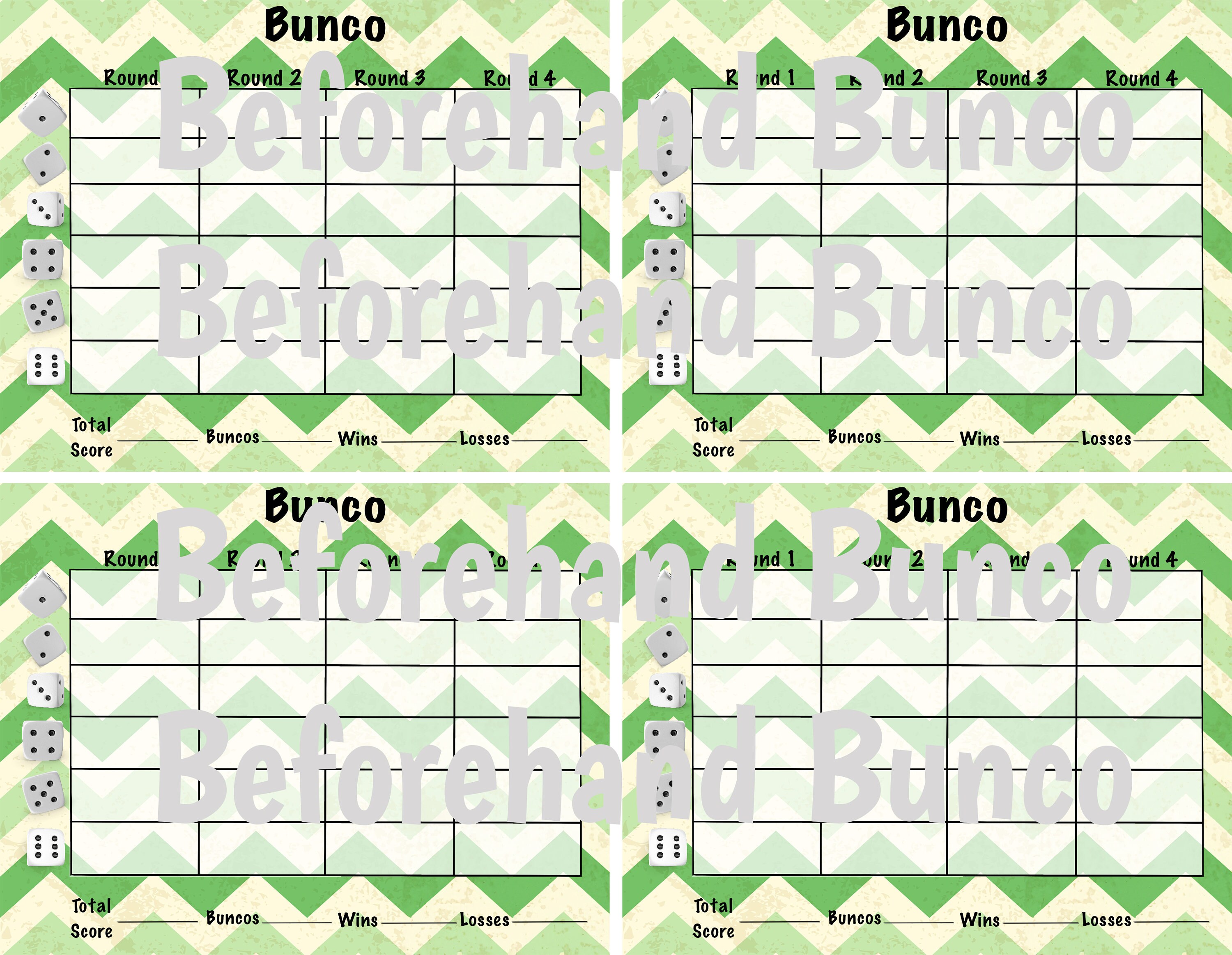 St. Patrick's Day Bunco Score Sheet - Green Chevron Score Card - Etsy