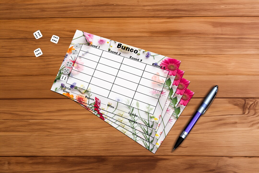 Spring Flowers Score Sheet -colorful Floral Score Card - Etsy