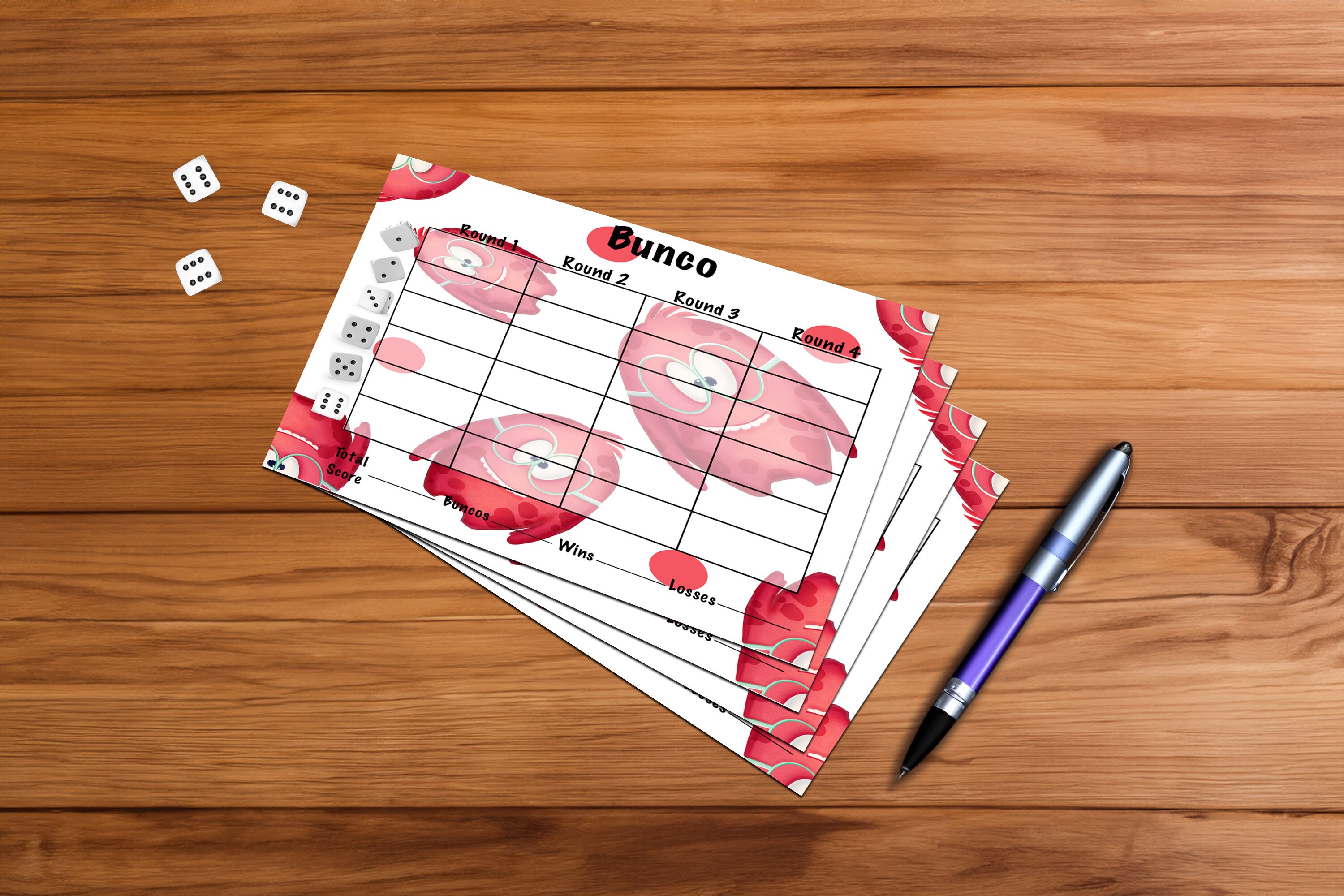 Fluffy Red Monster Bunco Score Sheet - Cute Bunco Score Card - Etsy