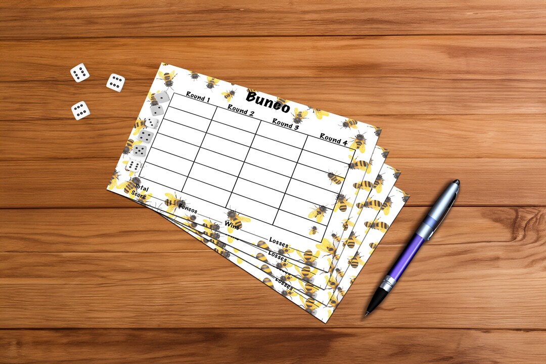Bee Bunco Score Sheet - Summer Bunco Score Card - Etsy