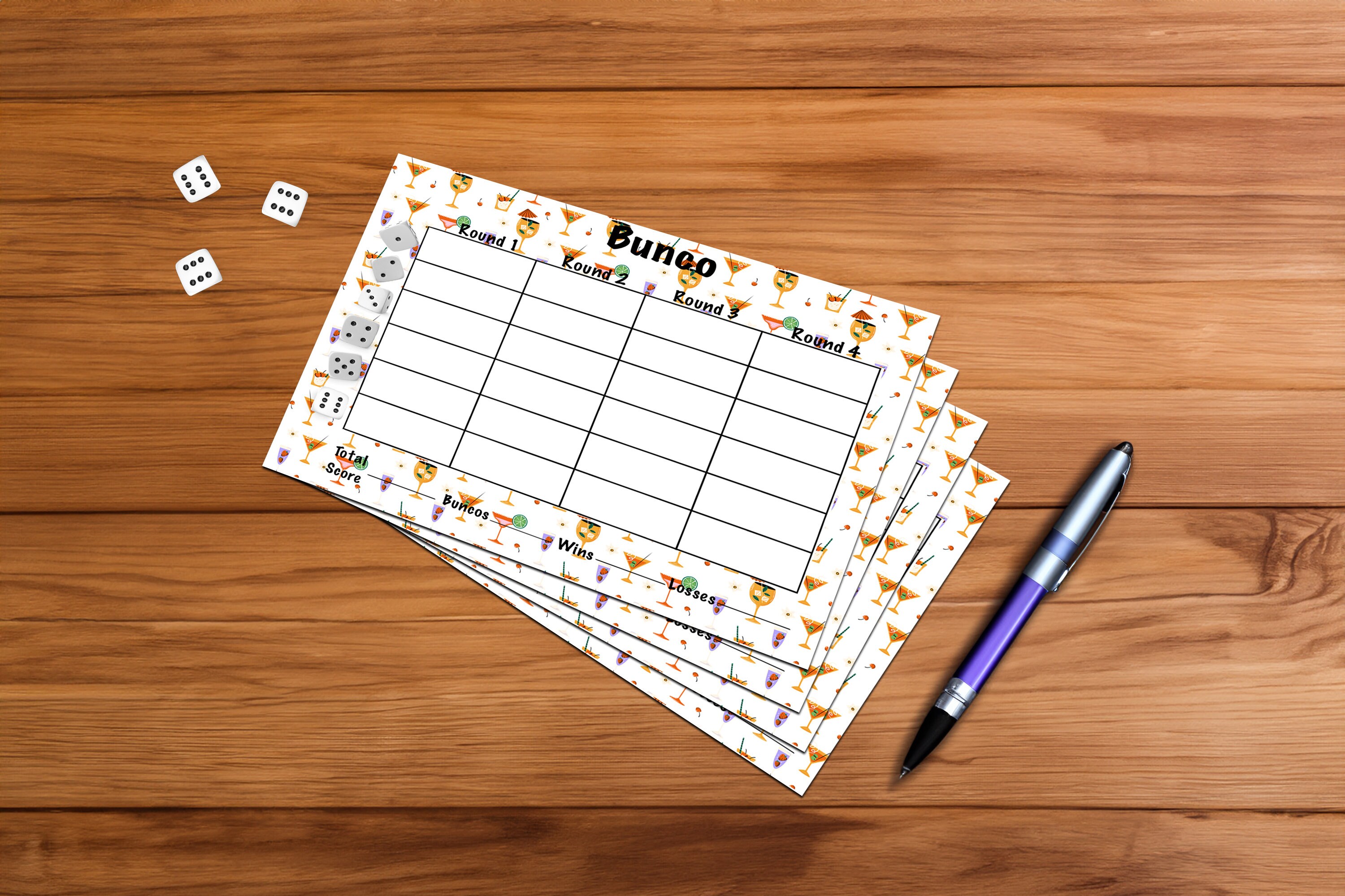 Cocktail Bunco Score Sheet - Girls Night Out Score Card - Etsy