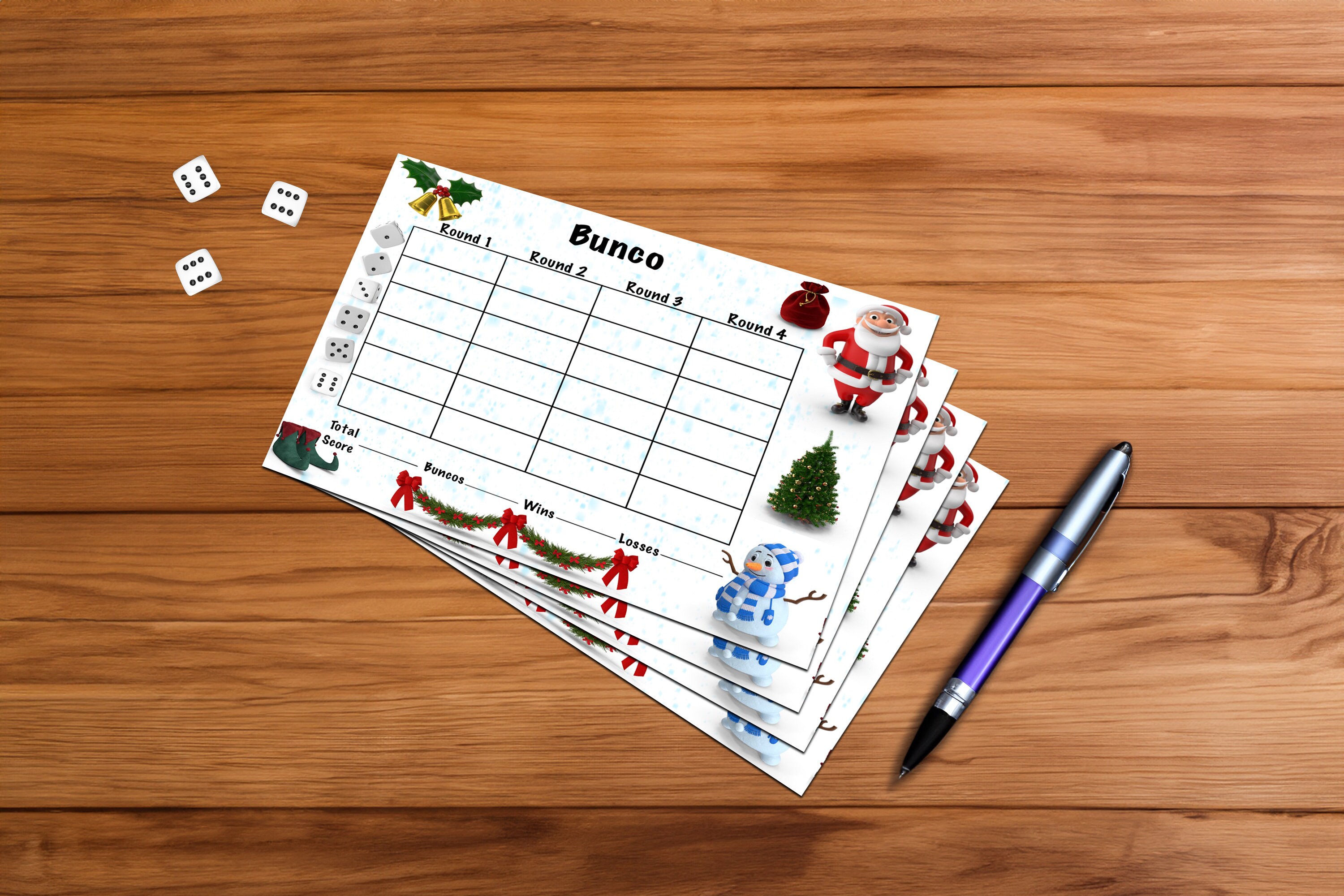 Santa Christmas Bunco Score Sheet - Etsy