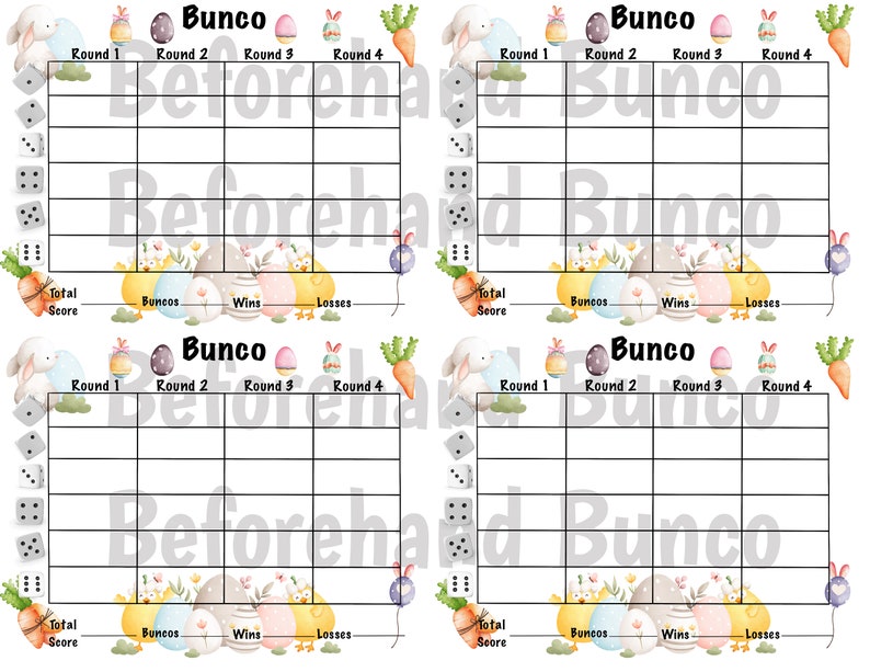 Easter Bunny Bunco Score Sheet Easter Chick Easter Egg - Etsy